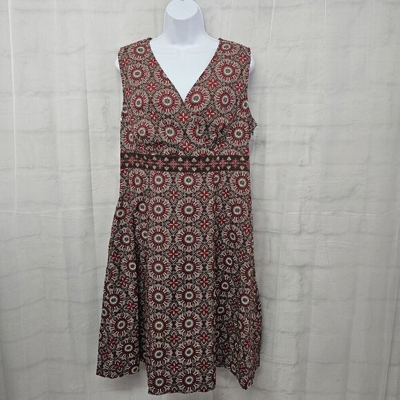 croft & barrow | Dresses | Red Brown Floral Boho Sleeveless Dress Fit ...